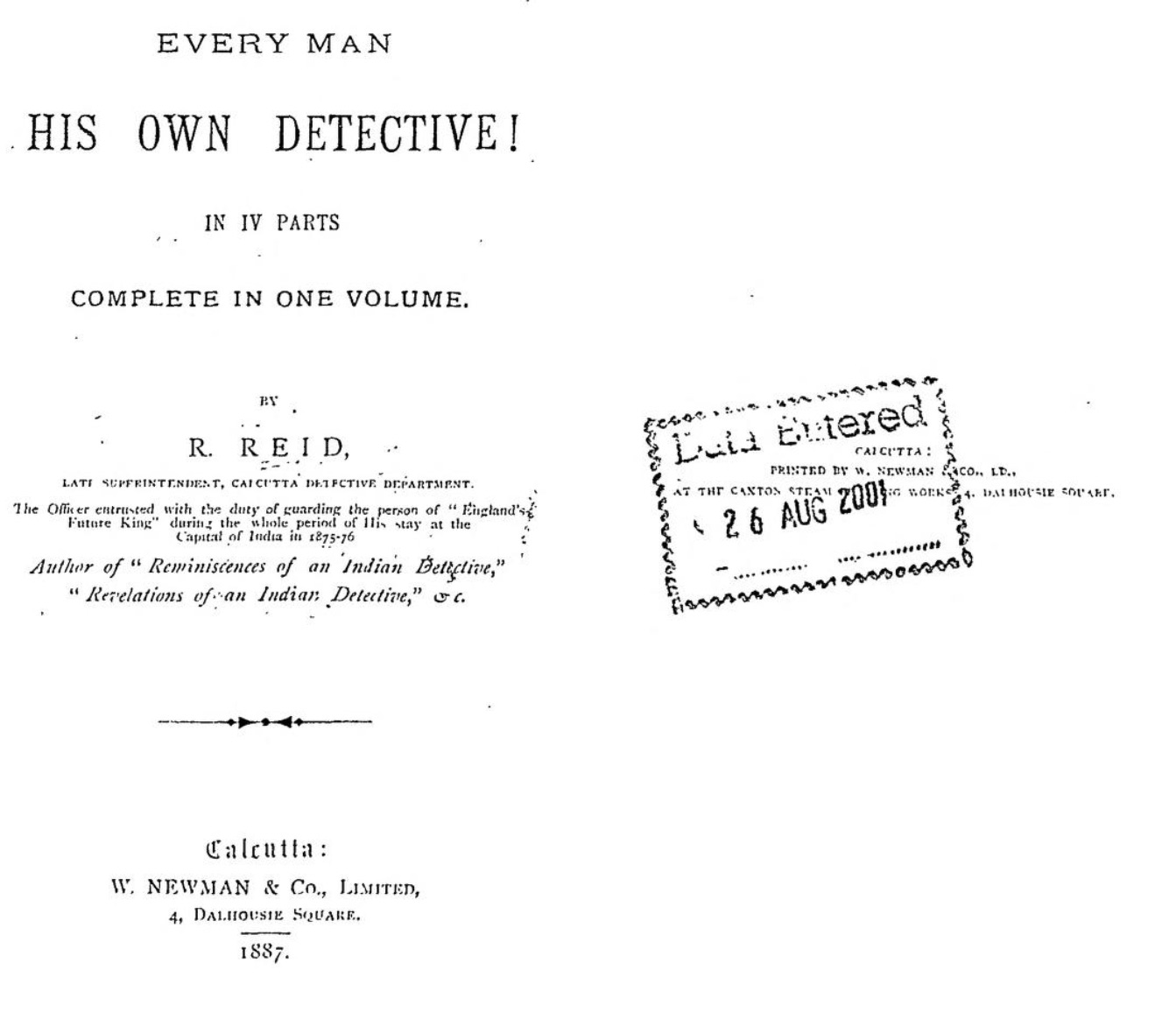 Crime and the Colonial Capital: Detective Reid in Calcutta – Borderless